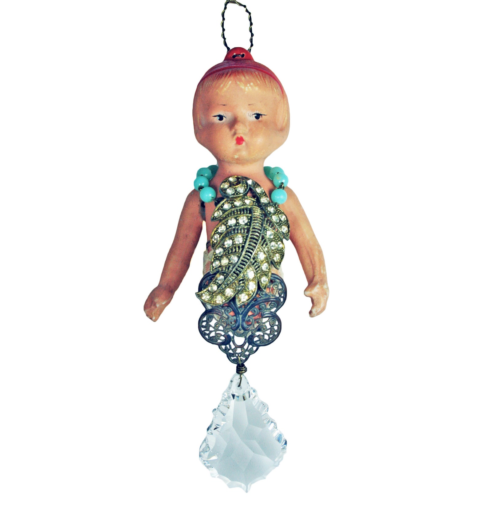 LEAF DOLL, Mixed Media Ornament, Assemblage Art Doll, Altered Art Doll ...