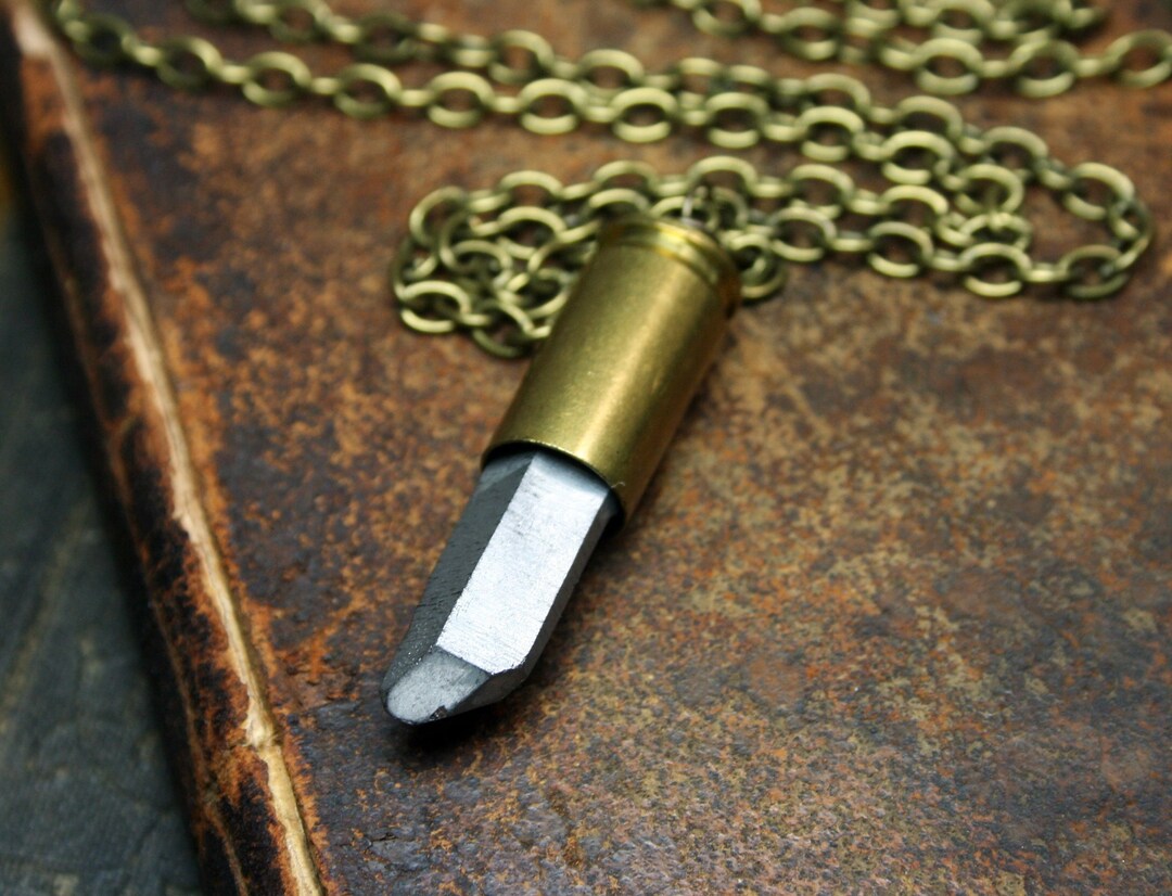 Silver Titanium Quartz Crystal Bullet Shell Necklace, Unisex Jewelry ...