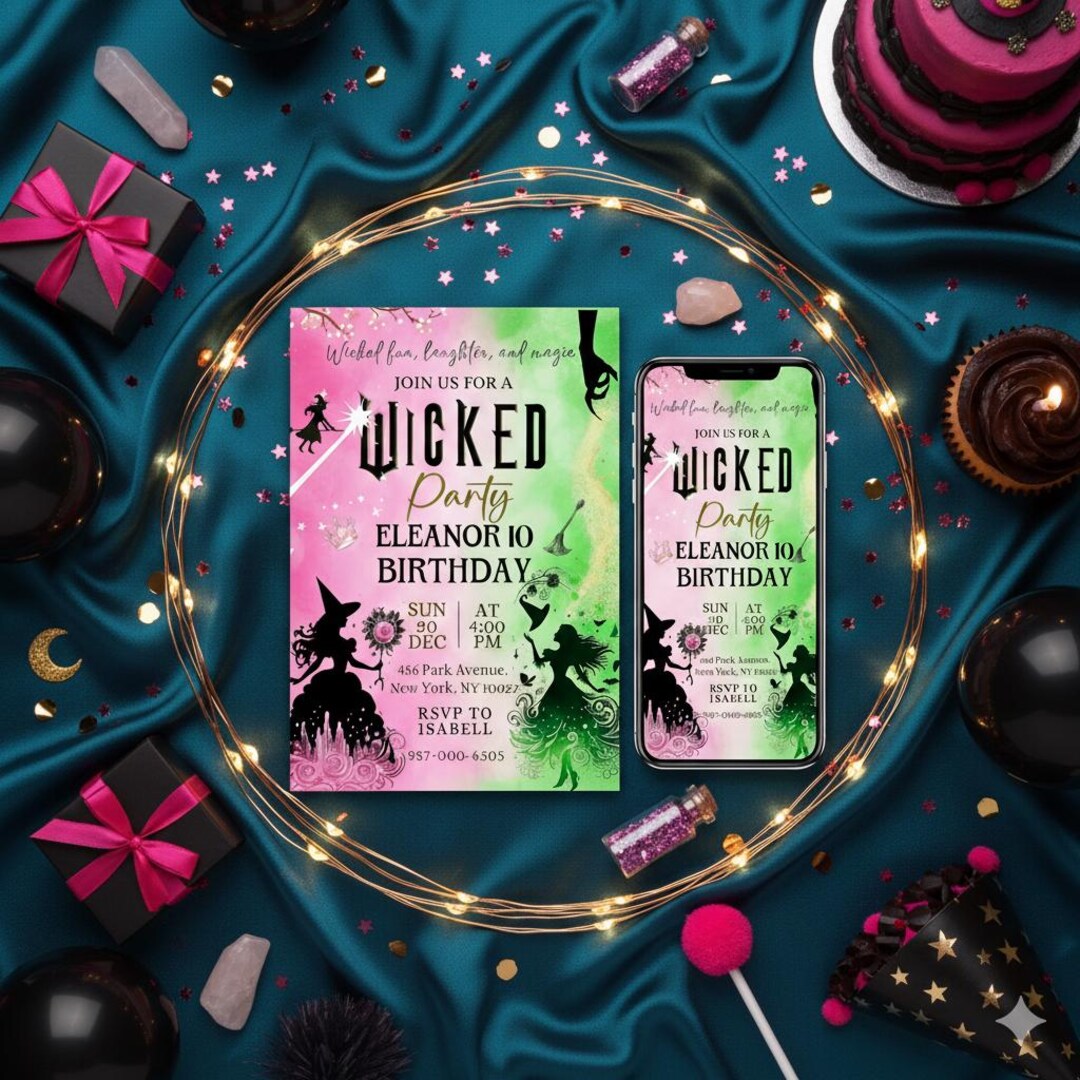 Birthday Invitation | Glinda & Elphaba Party Ticket | Musical Movie ...