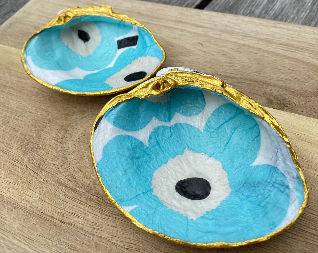 Blue Poppy Bundle 2 Clam Shells, Ring Dish, Jewelry Dish, Clam Shell ...