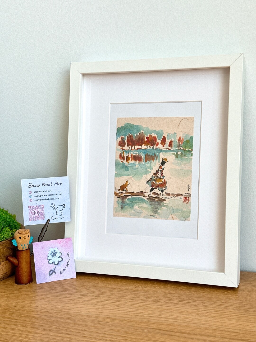 Original Brush Ink Painting With Artist Signature on Natural Dongba ...