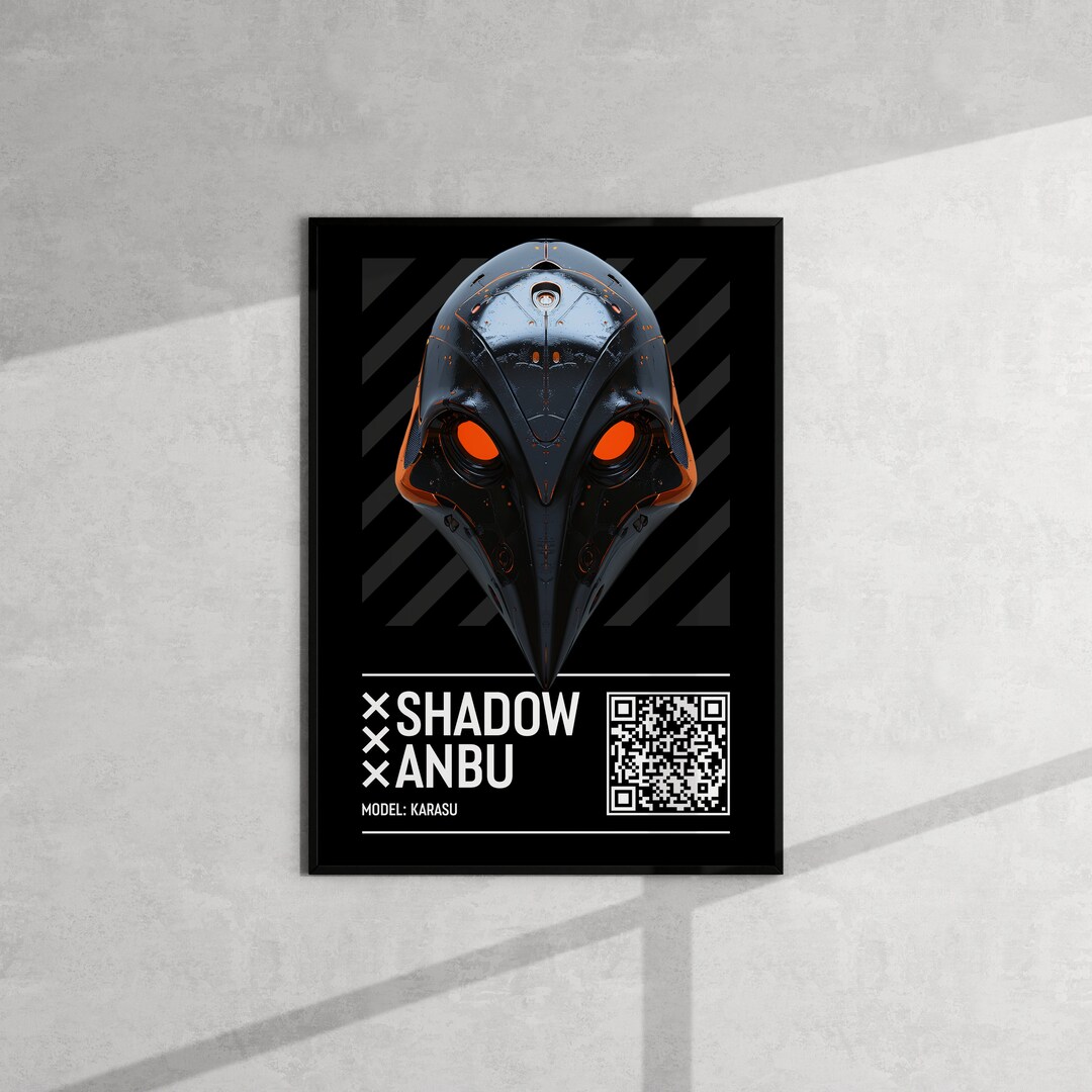 Modern Anbu Crow Mask Wall Art Print Shadow Karasu Model Matte Poster ...