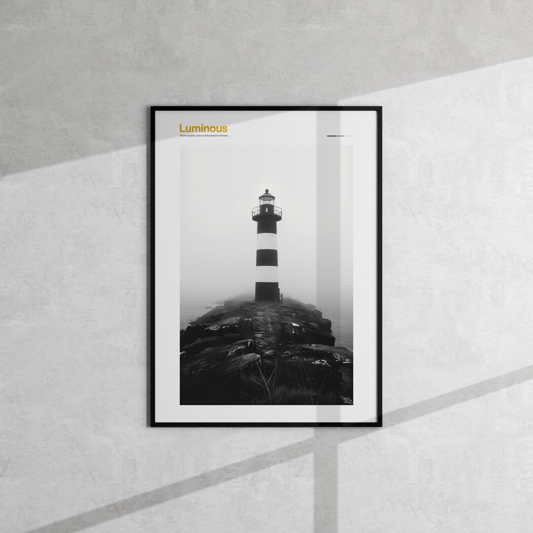 Luminous Lighthouse Poster Minimalist Art Print Matte Poster No Frame ...