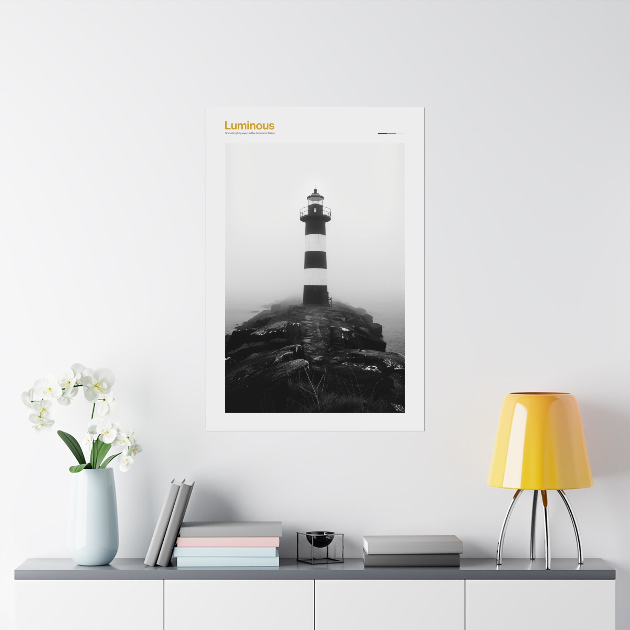 Luminous Lighthouse Poster Minimalist Art Print Matte Poster No Frame ...