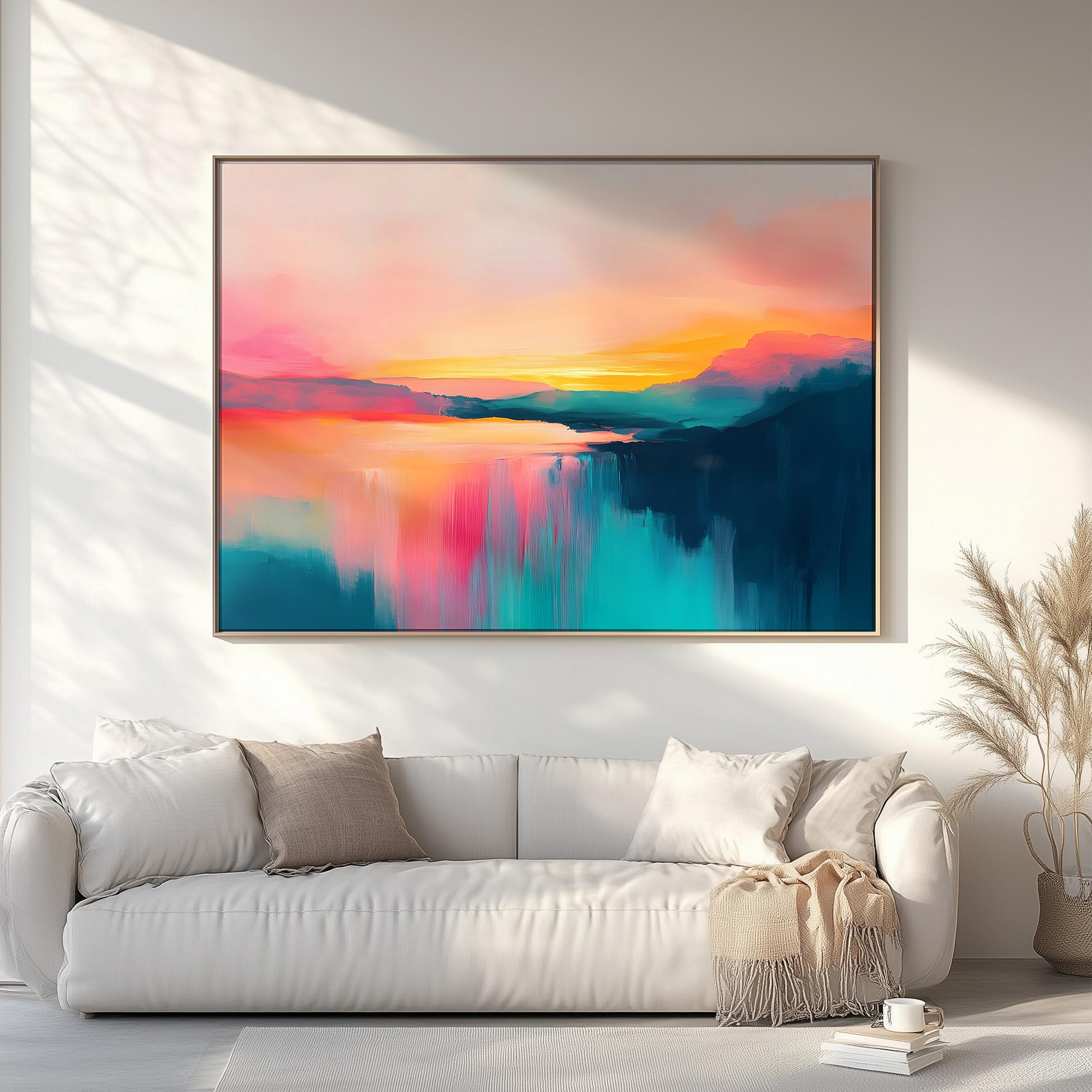 Vivid Abstract Landscape Art - Warm Sunset Fine Art Print - Colorful ...