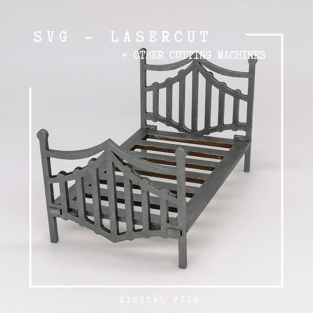 Miniature Bed SVG File Lasercut for Dollhouse or Booknook - Etsy