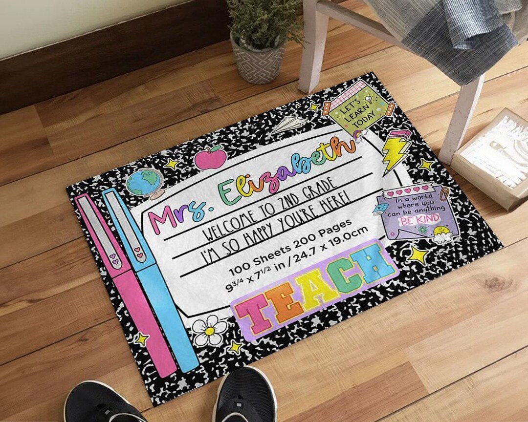 Personalized Teacher Name Rug, Custom Composition Notebook Doormat ...