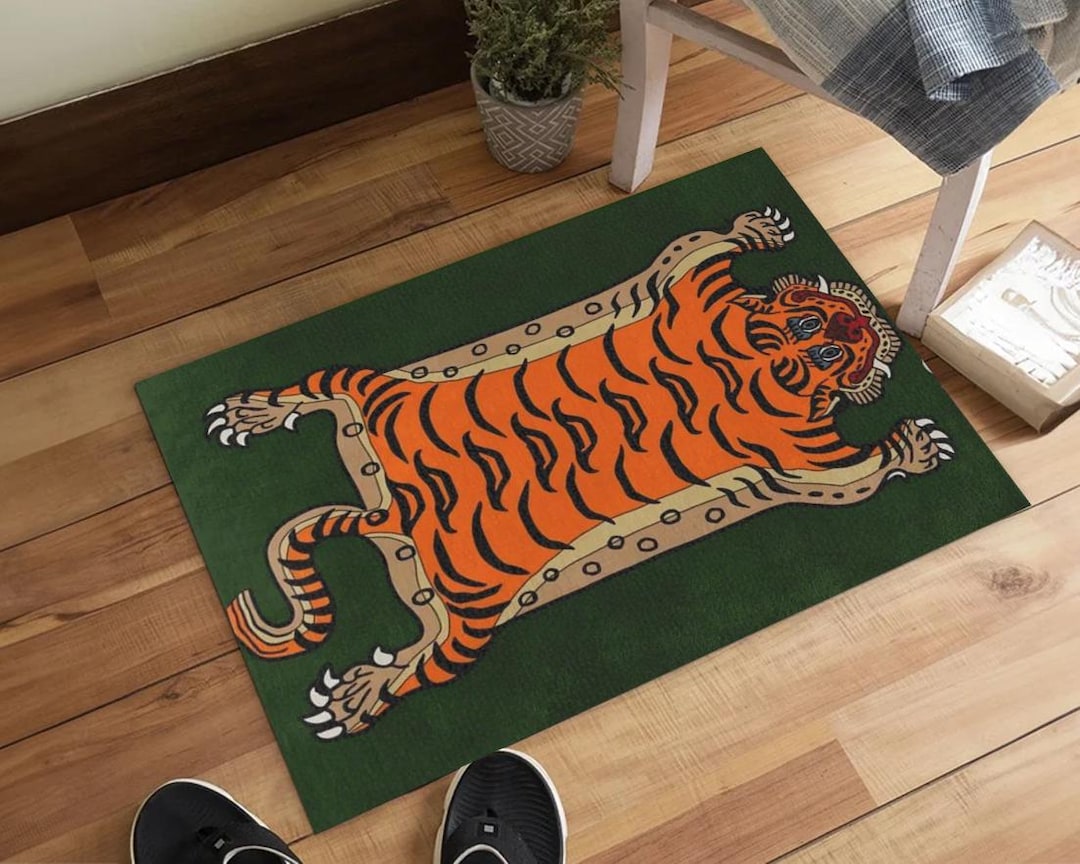 Tibetan Tiger Doormat, Animal Rug, Japanese Tiger Painting Welcome Mat ...