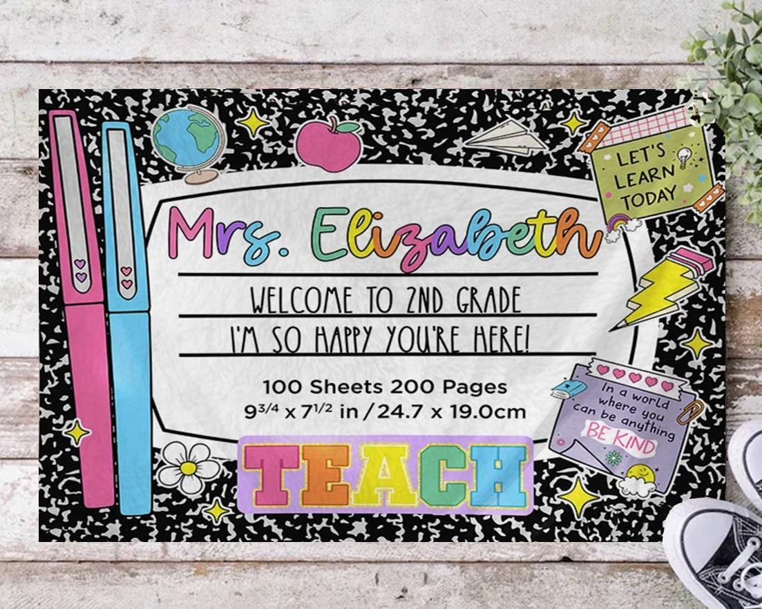 Personalized Teacher Name Rug, Custom Composition Notebook Doormat ...