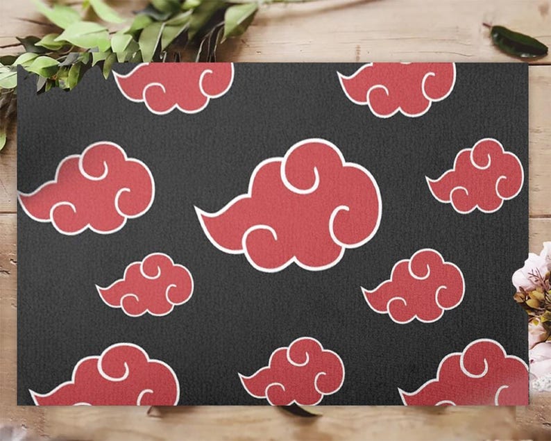 Akatsuki Anime Red Cloud Pattern Doormat for Anime Fans, Anime Welcome ...