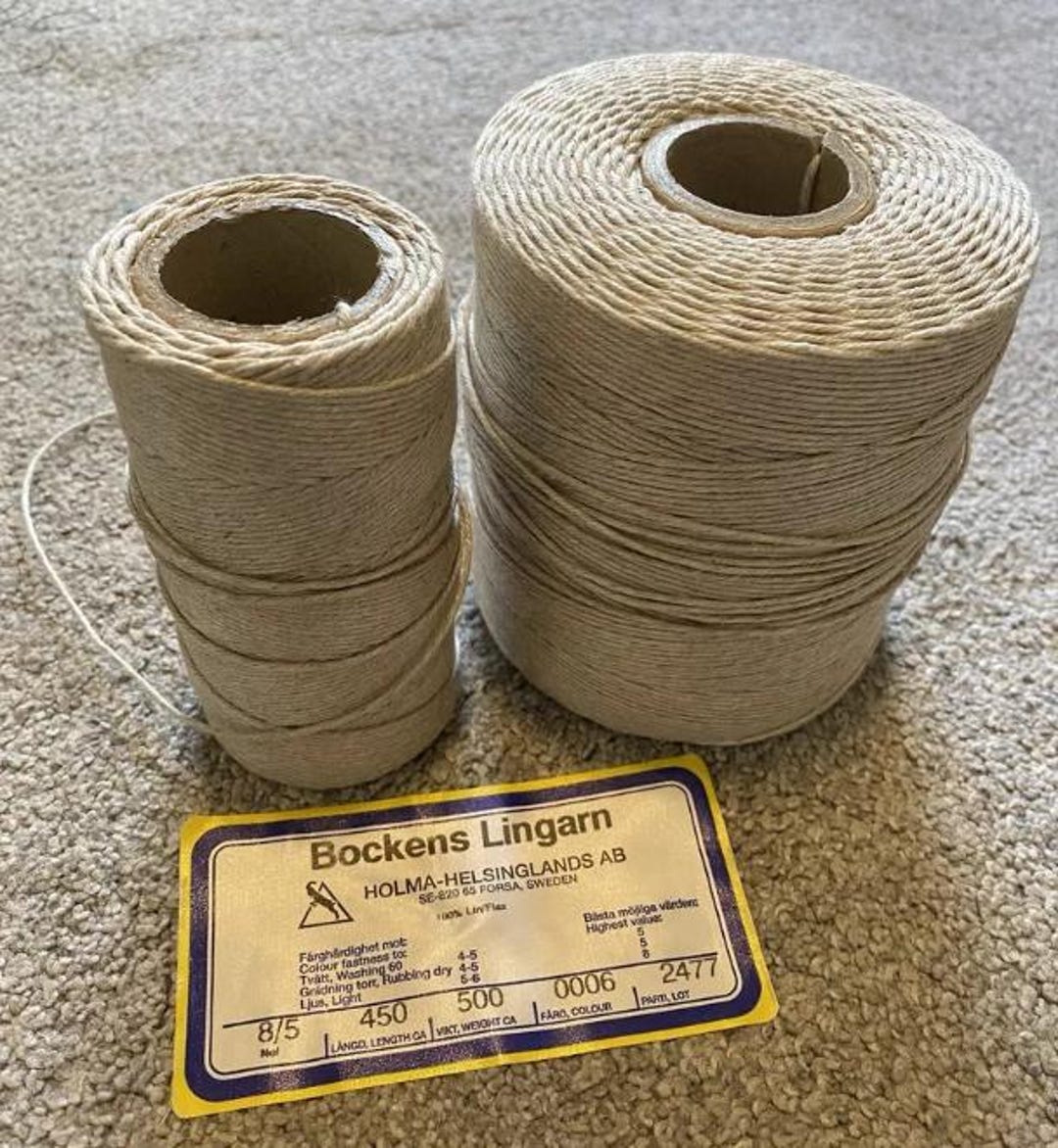 Unwaxed LINEN Lacing 8/5 Cord 5-ply Flax Rug Braiding Weaving Twine ...