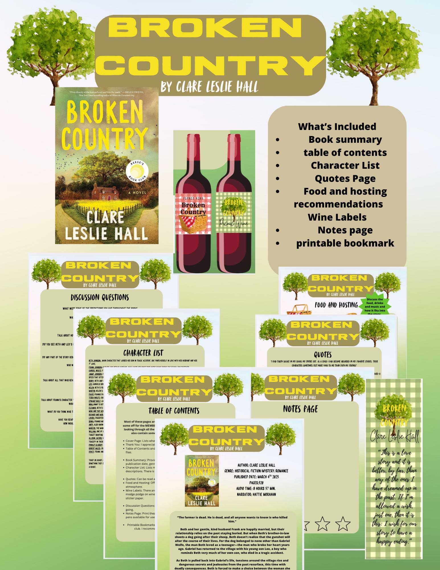 Broken Country by Clare Leslie Hall Book Club Kit - Etsy