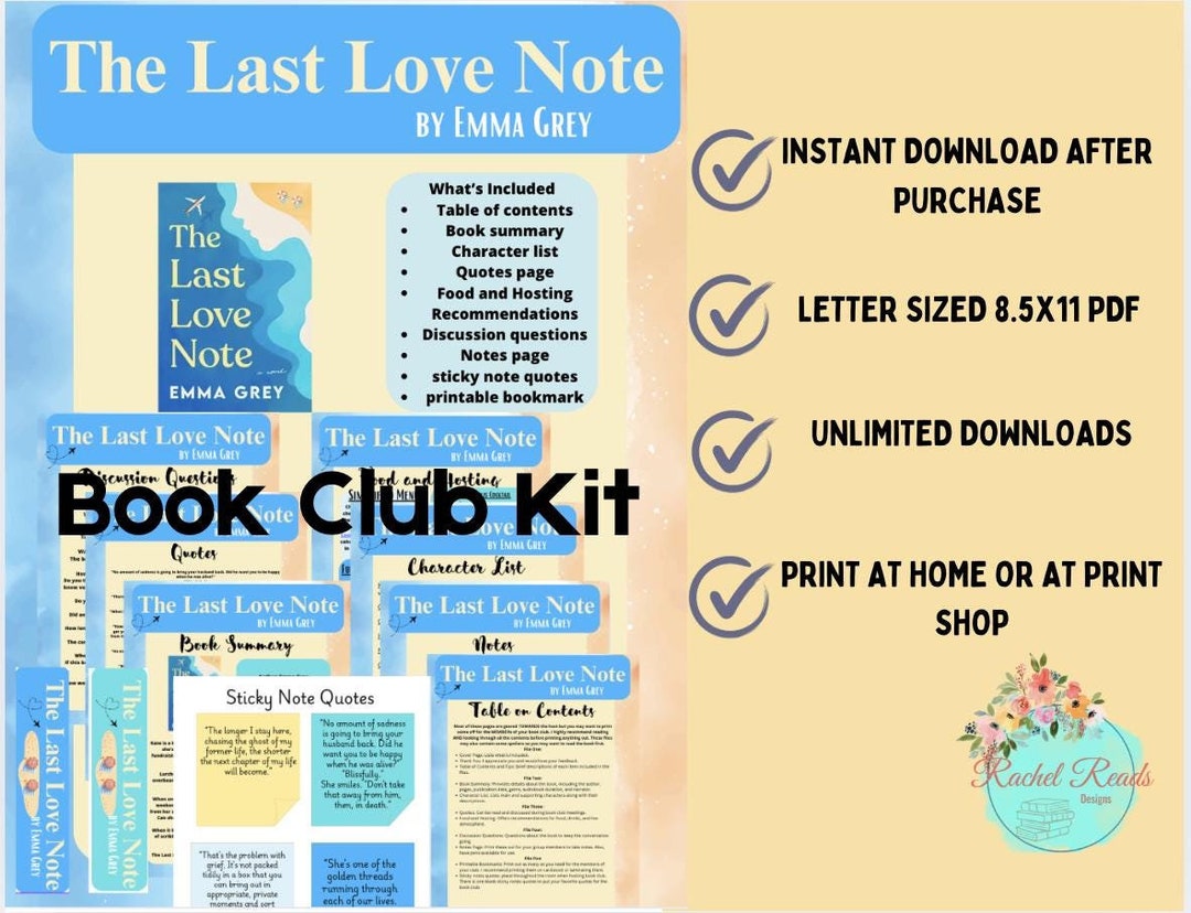 The Last Love Note by Emma Grey Book Club Kit - Etsy