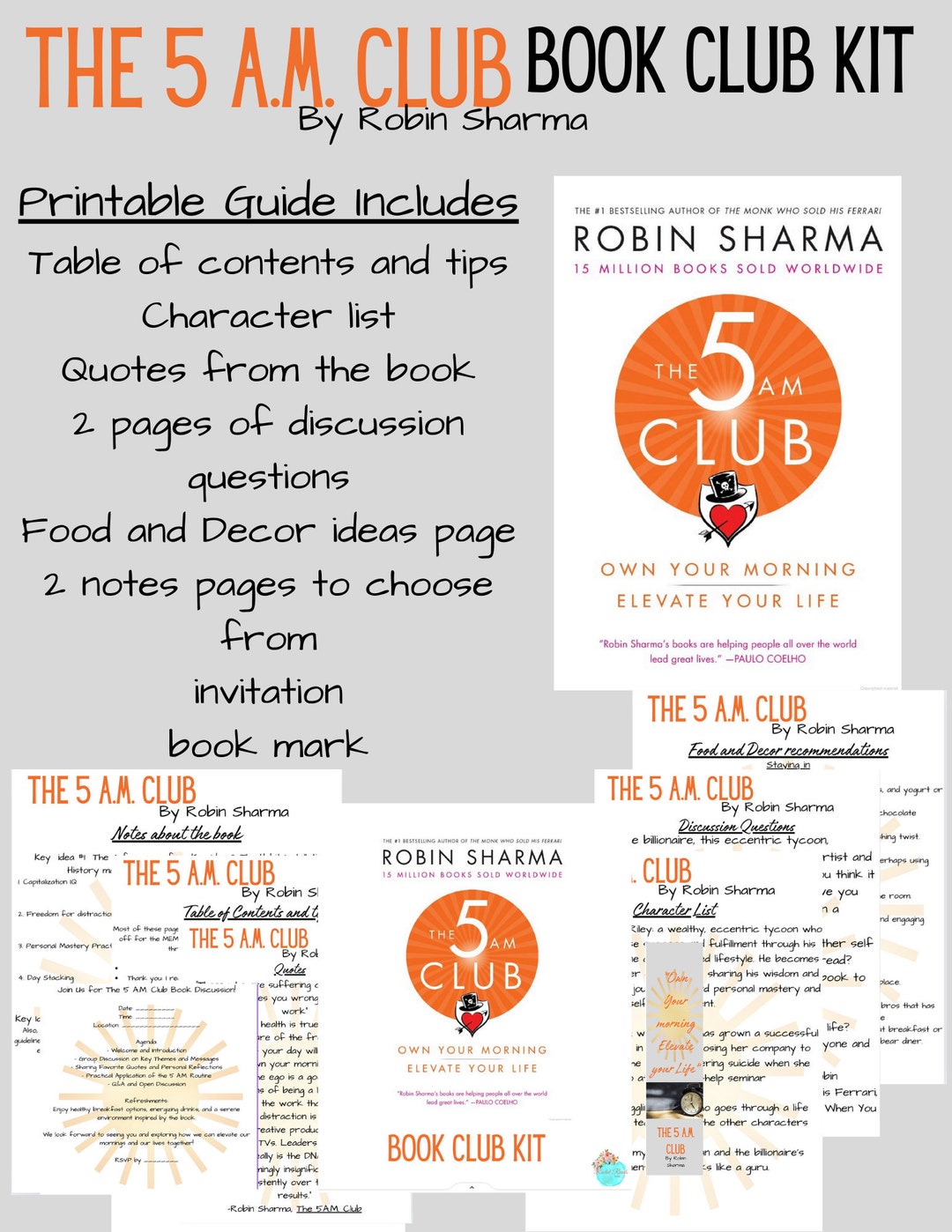 The 5 A.M. Club by Robin Sharma Book Club Kit - Etsy