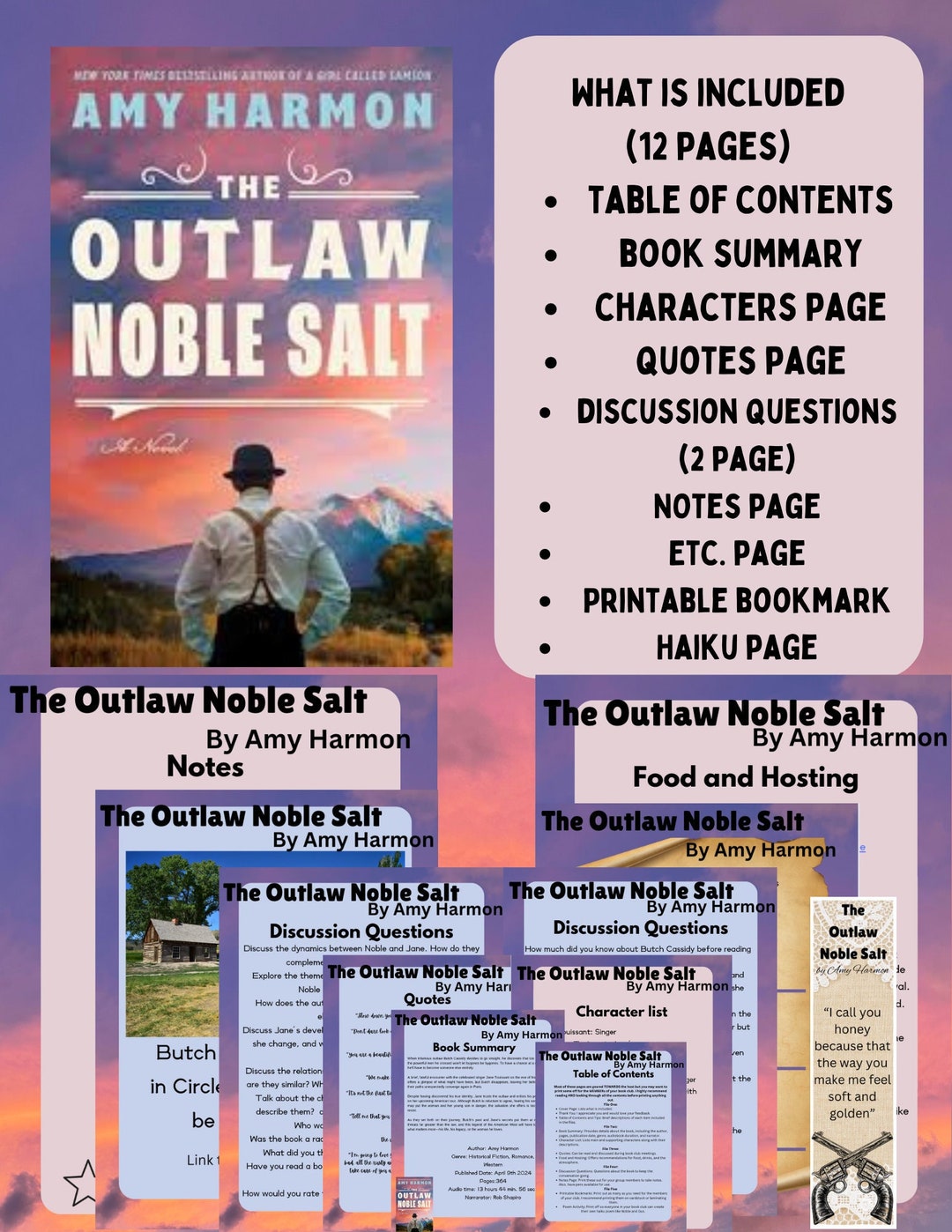 The Outlaw Noble Salt by Amy Harmon Book Club Kit - Etsy