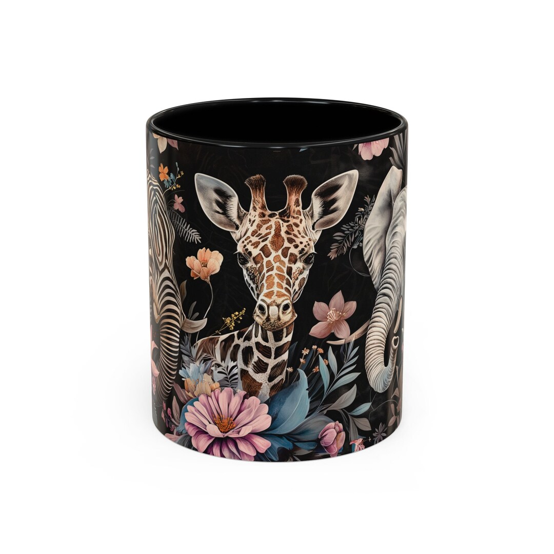 African Giraffe and Elephant Accent Coffee Mug 11, 15oz - Etsy