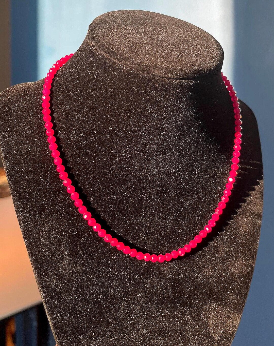 Ruby Crystal Necklace, Princess Length, Adjustable From 16 to 18 ...