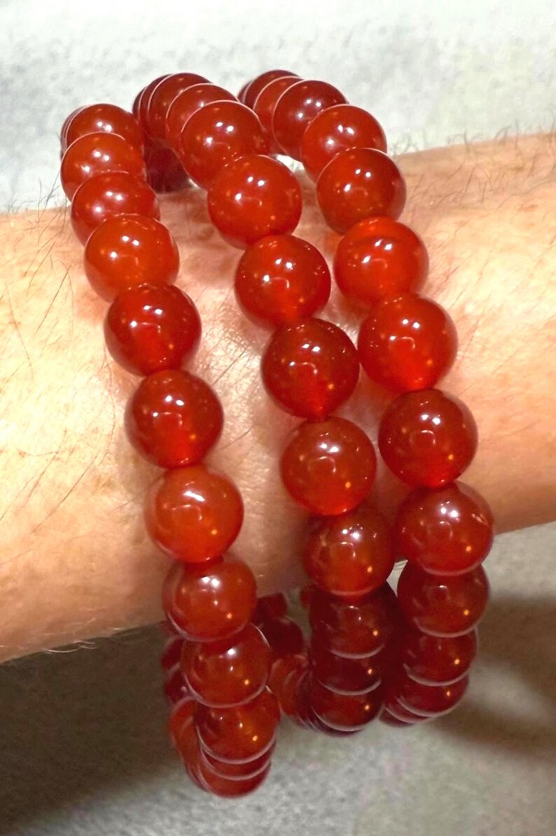 Red Agate Bracelet: 3-lap, Natural Crystal (6mm) - Etsy