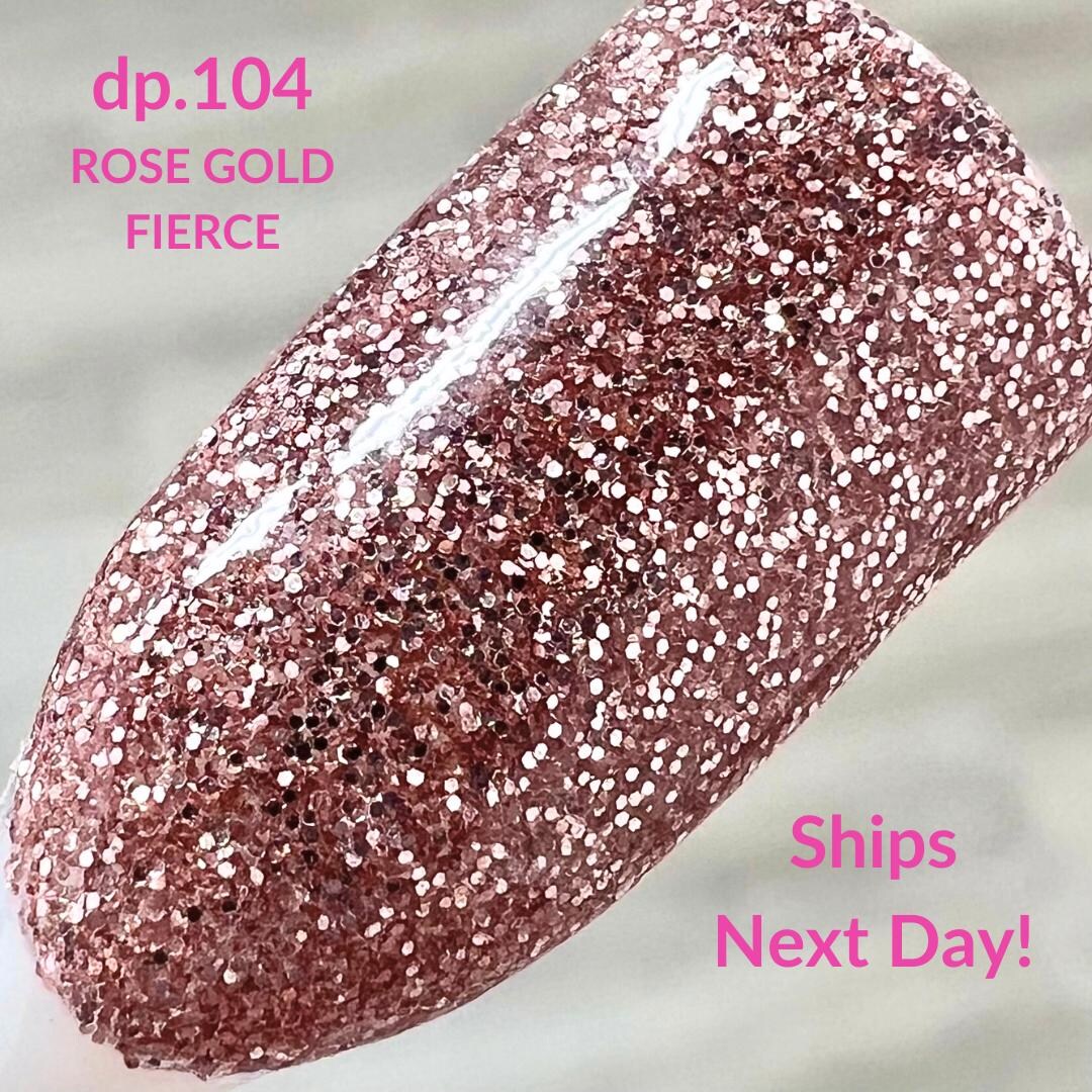 Dp.104 Rose Gold Fierce Dip Powder for Nails | Glitter Glam Glitz | at ...
