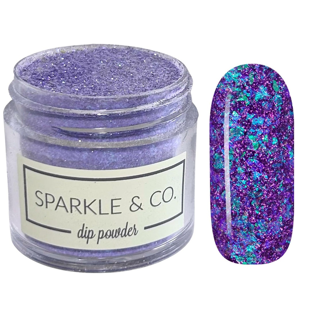 Dp.347 A Whole New World Nail Dip Powder, Purple With Blue Opal Flakes ...