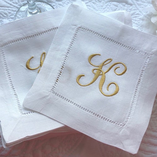 Embroidered Custom Linen Dinner Napkins Monogrammed Wedding - Etsy