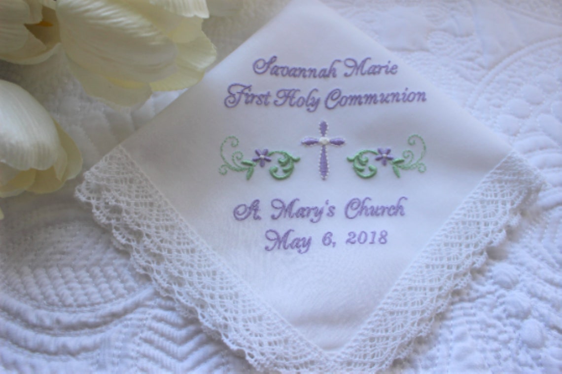 Personalized First Communion Handkerchief Gift - Etsy