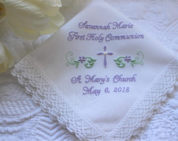 Personalized First Communion Handkerchief Gift - Etsy