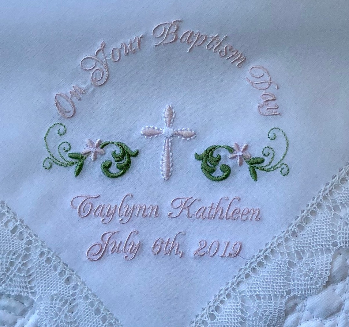 Custom Embroidered Baptism Gift Handkerchief - Etsy
