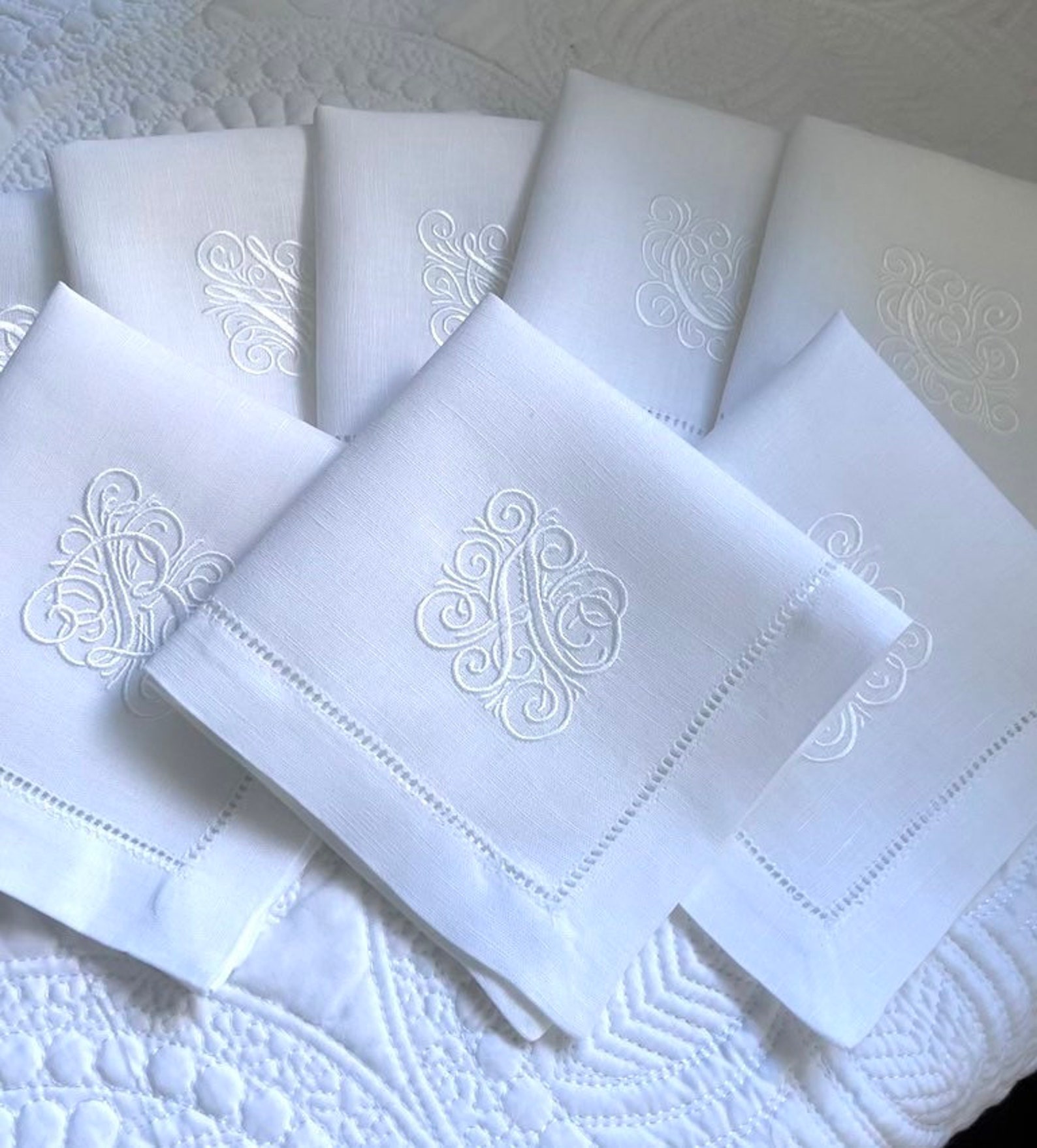 Monogrammed Linen Napkins: Custom Embroidered Wedding Gift, Bridal ...