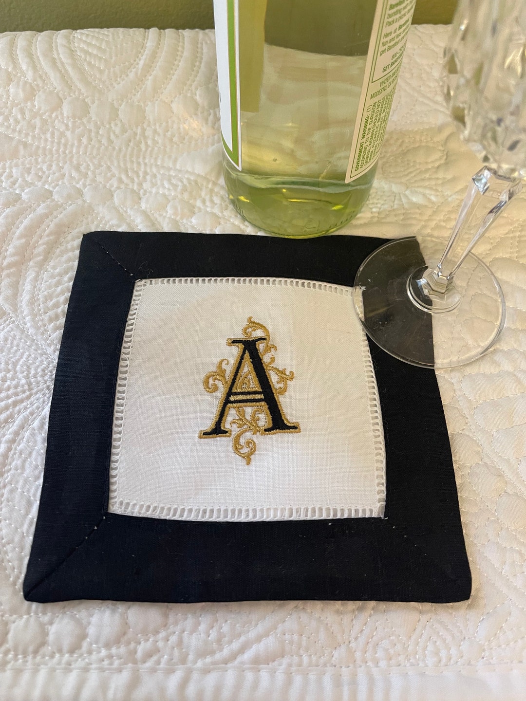 Custom Monogrammed Linen Cocktail Napkins - Etsy