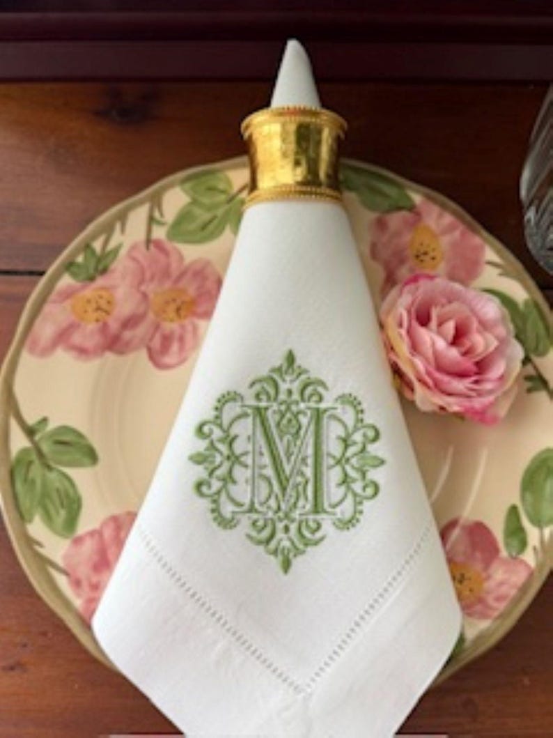 Custom Embroidered Linen Napkins – Personalized Monogram Wedding ...