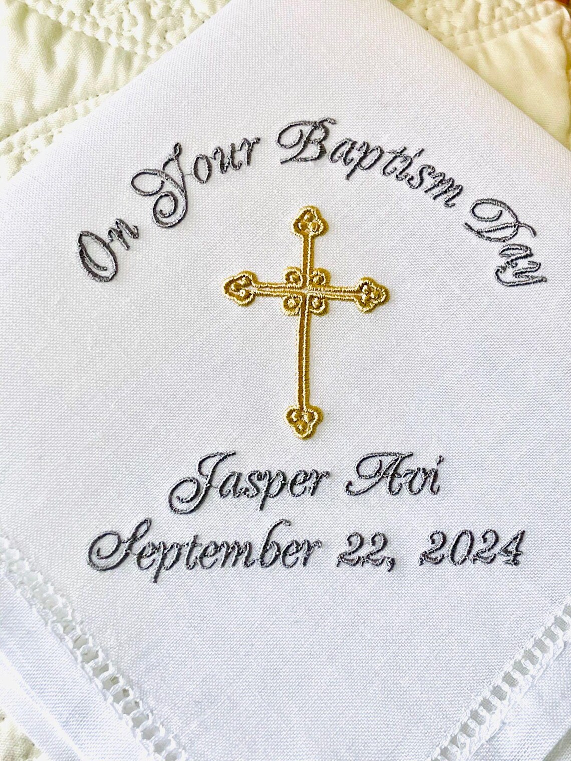 Personalized Baptism Handkerchief for Boys - Custom Linen Religious ...