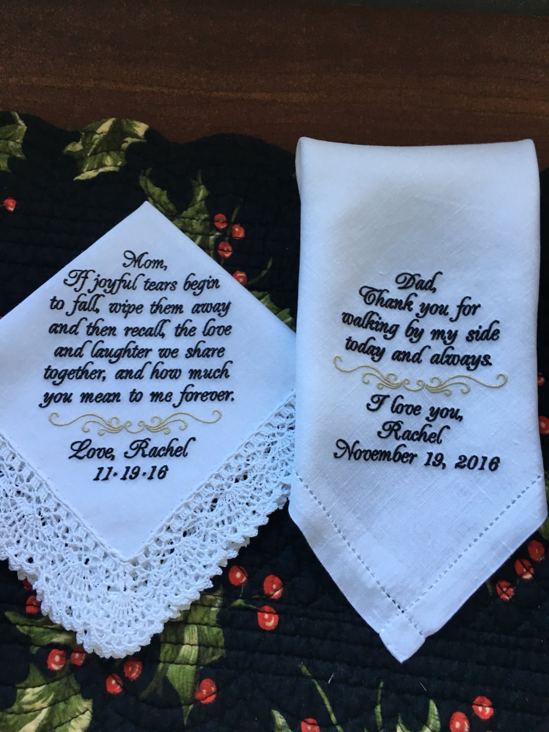 Custom Embroidered Wedding Handkerchief Gift Personalized for - Etsy