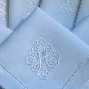 Elegant Custom Monogrammed Linen Napkins - Choose Your Size and Thread ...