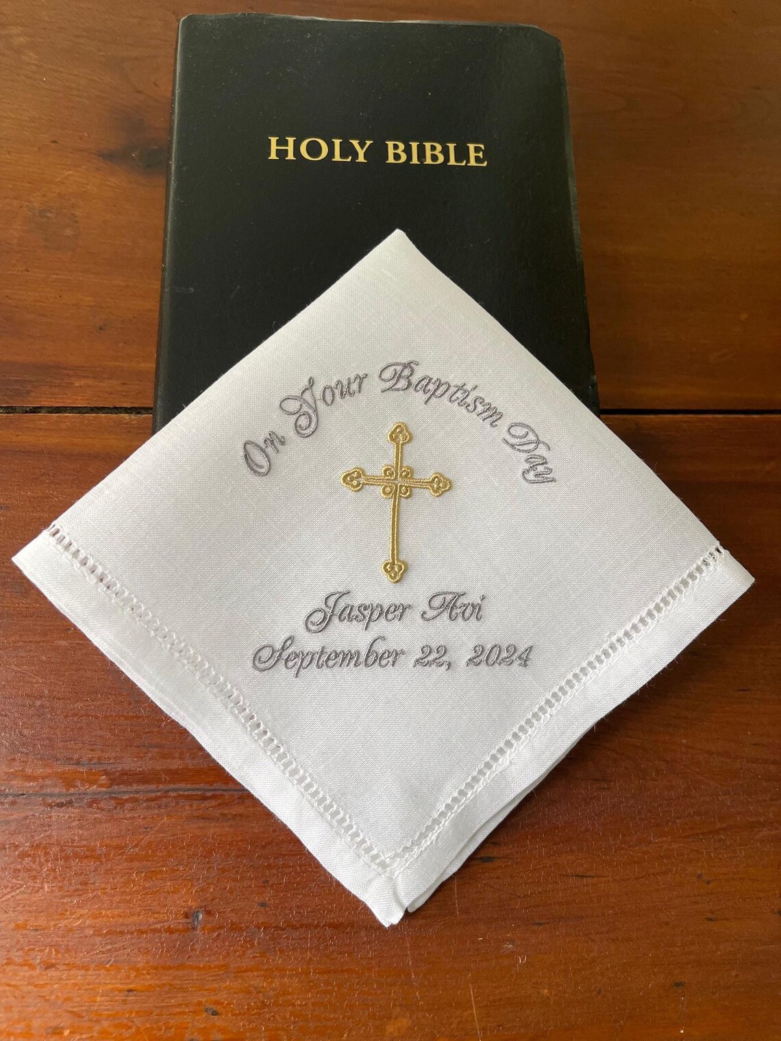 Personalized Baptism Handkerchief for Boys - Custom Linen Religious ...