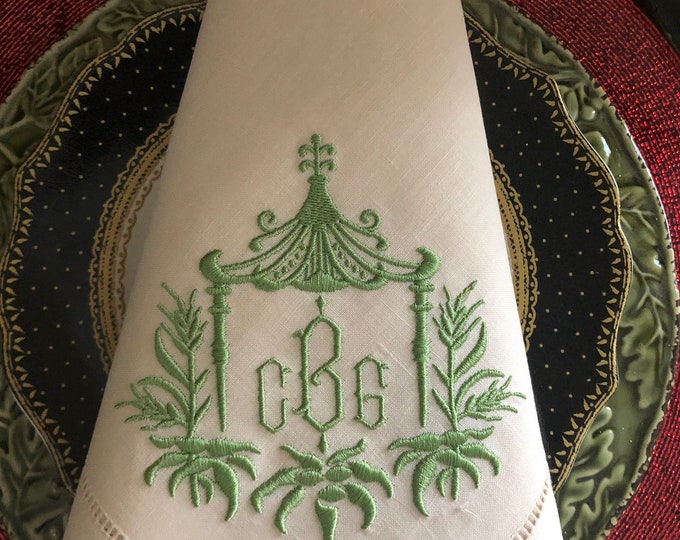 Chinoiserie Linen Dinner Napkins - Etsy