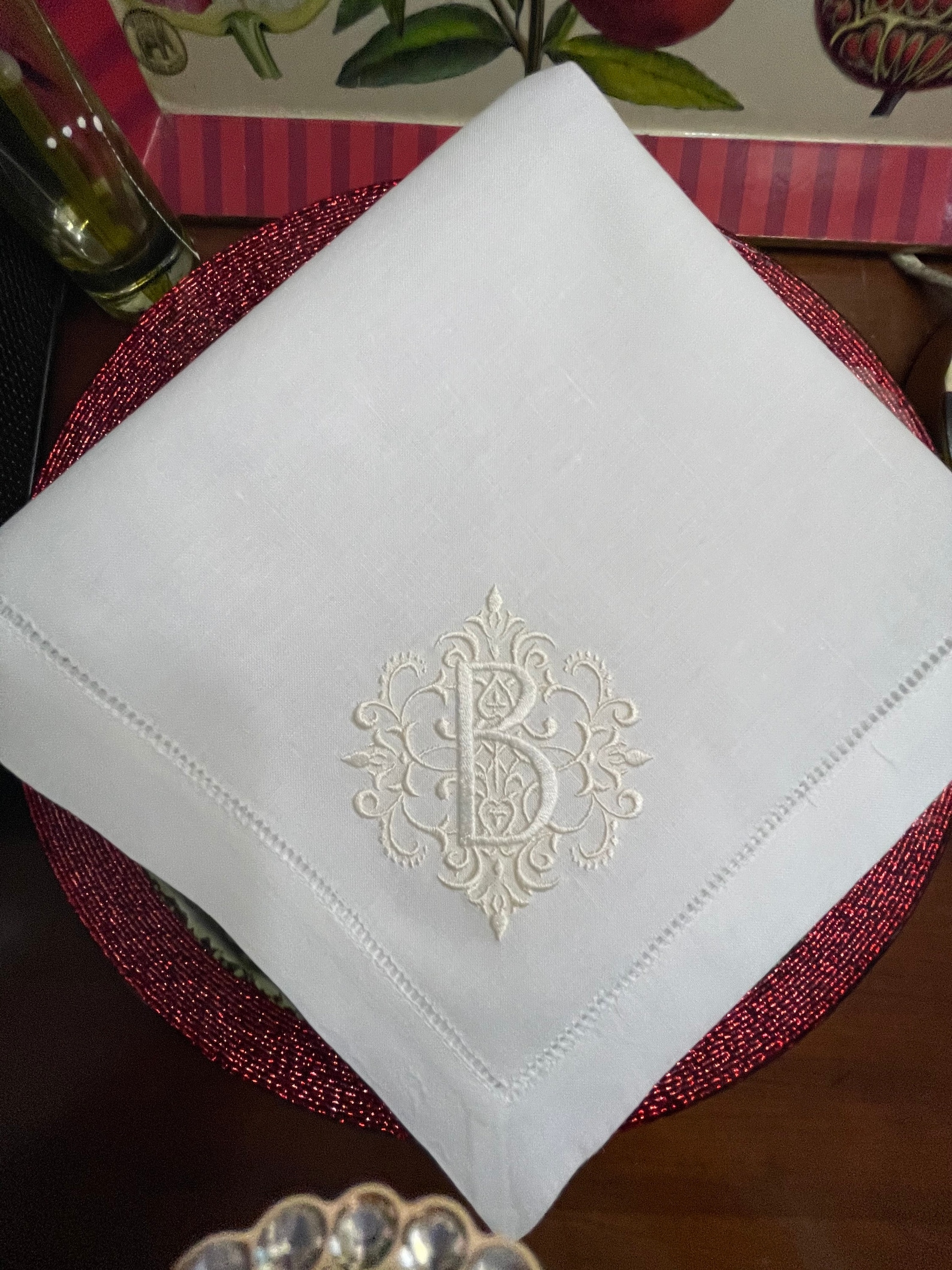 Monogrammed Embroidered Linen Napkins - Etsy