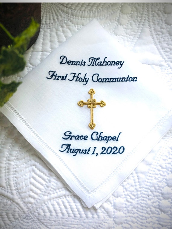 Personalized First Communion Handkerchief Gift for Boy - Etsy