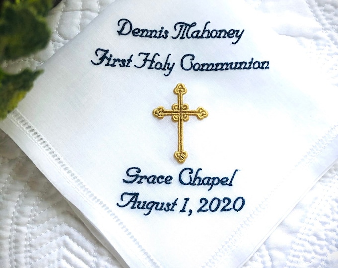 Personalized First Communion Handkerchief Gift for Boy - Etsy