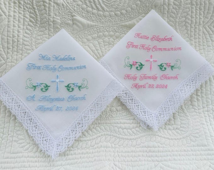 Personalized First Communion Handkerchief Gift - Etsy