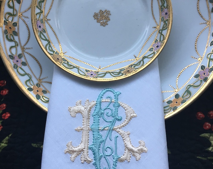 Custom Embroidered Monogrammed Linen Dinner Napkins Set of FOUR - Etsy