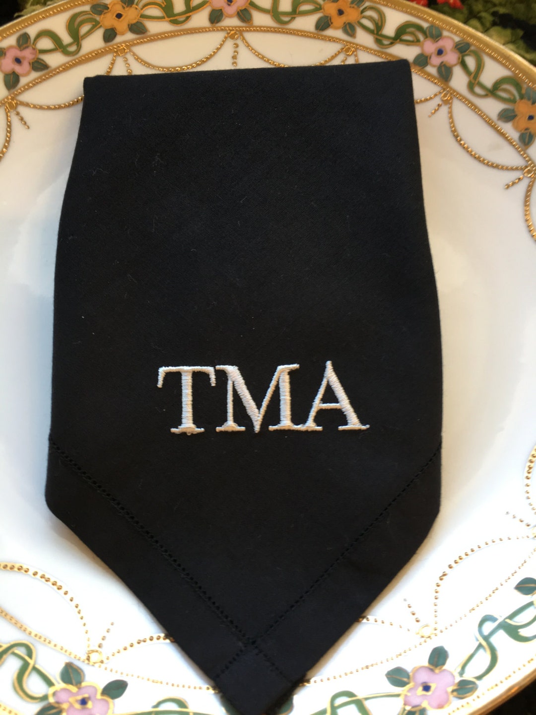 Black Monogrammed Men's Handkerchief - Etsy