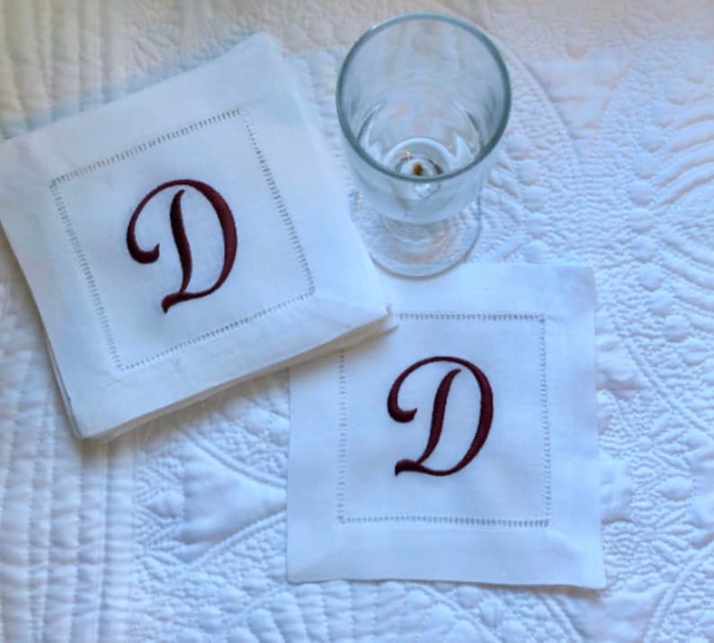 Custom Monogrammed Linen Cocktail Napkins - Etsy