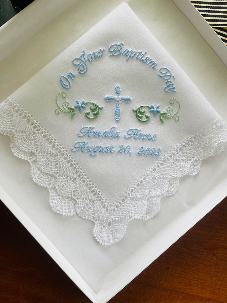 Custom Embroidered Baptism Gift Handkerchief - Etsy