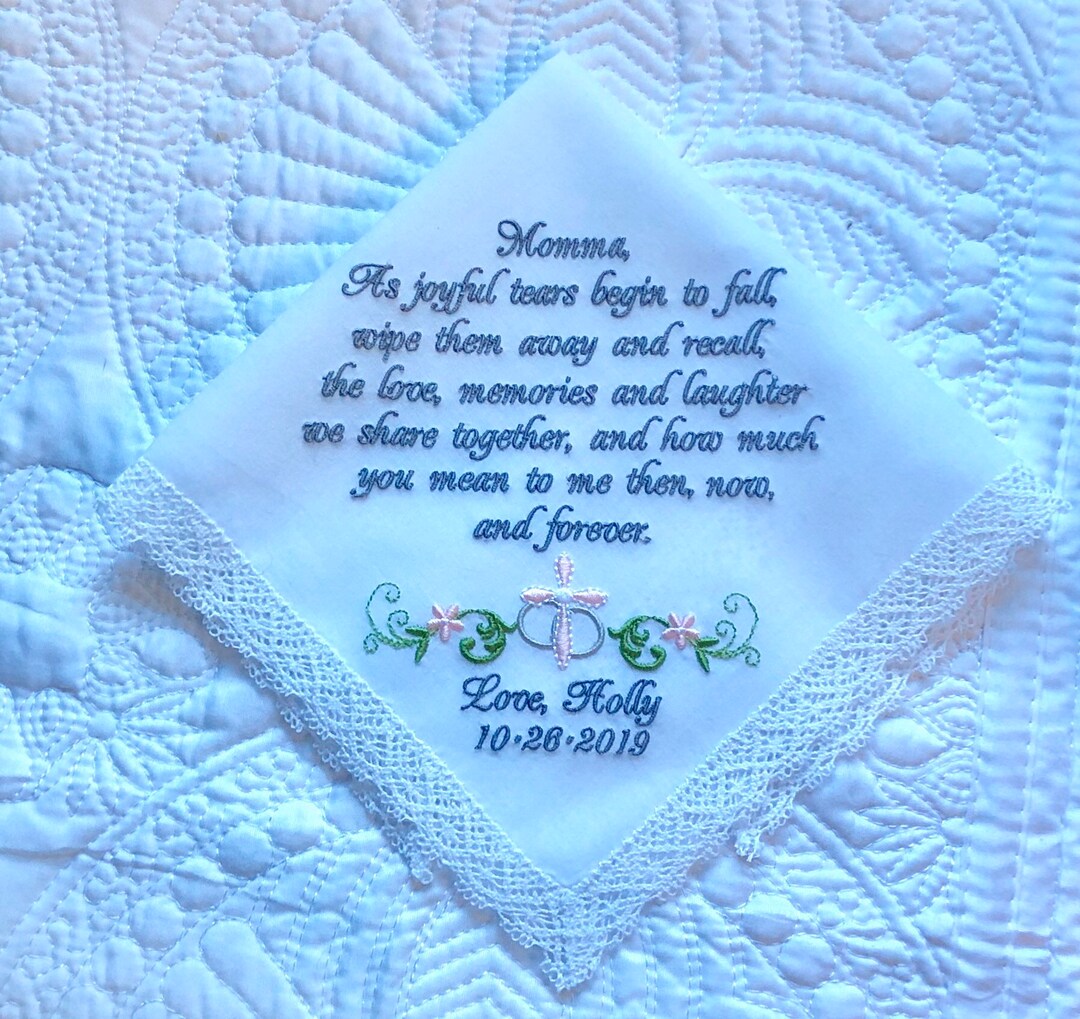 Mother of the Bride Custom Embroidered Handkerchief - Etsy