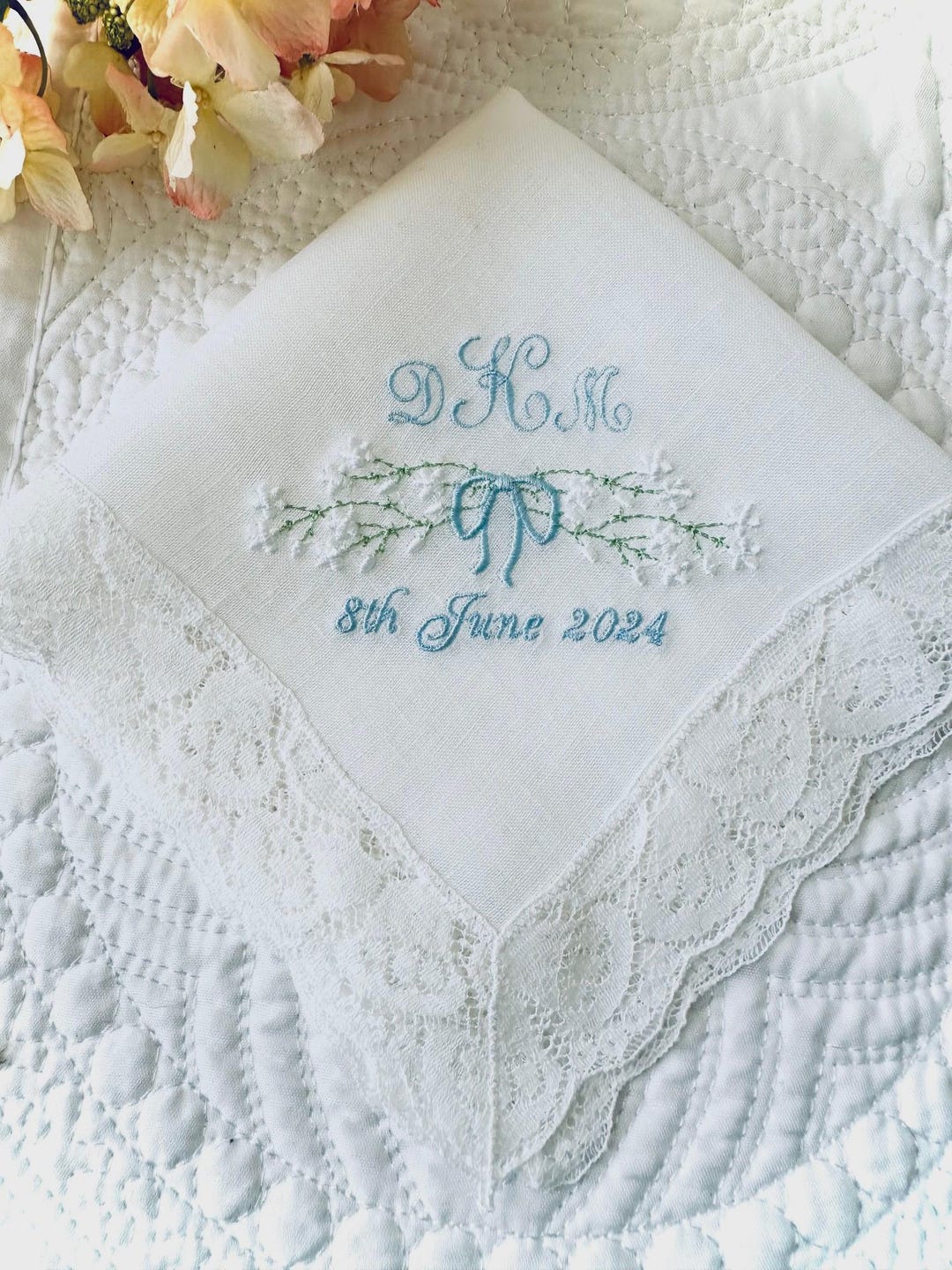 Irish Linen Something Blue Bridal Wedding Handkerchief - Etsy