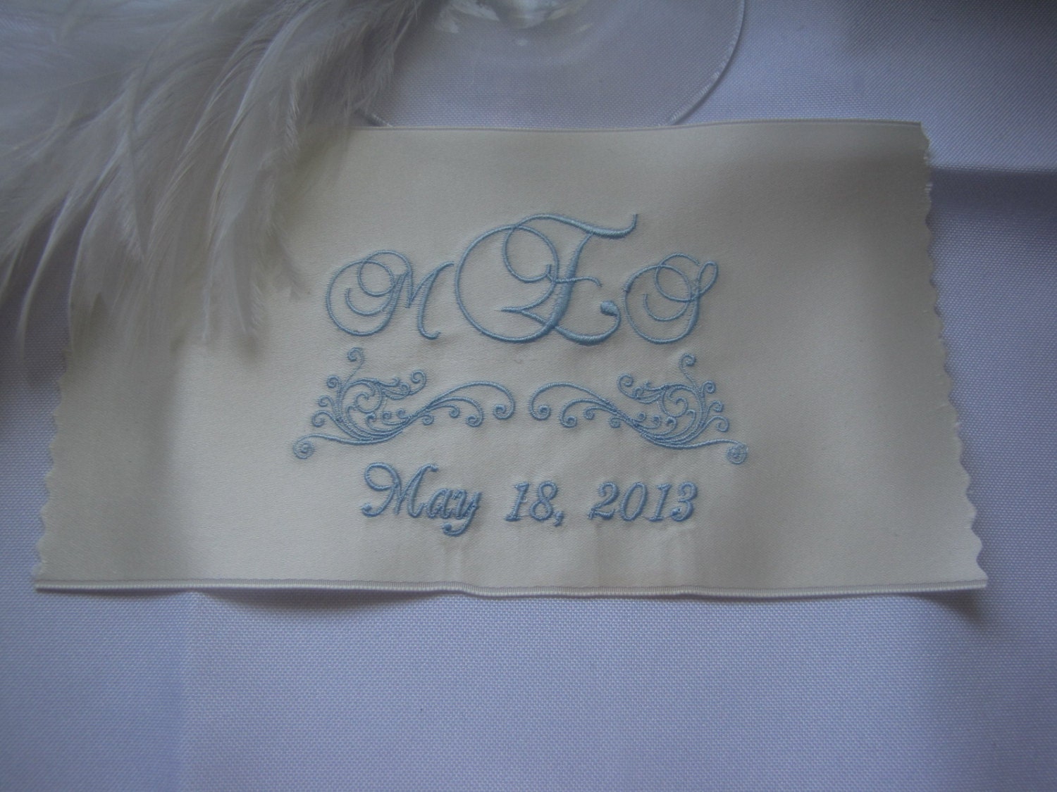 Something Blue Monogrammed Wedding Dress Label - Etsy