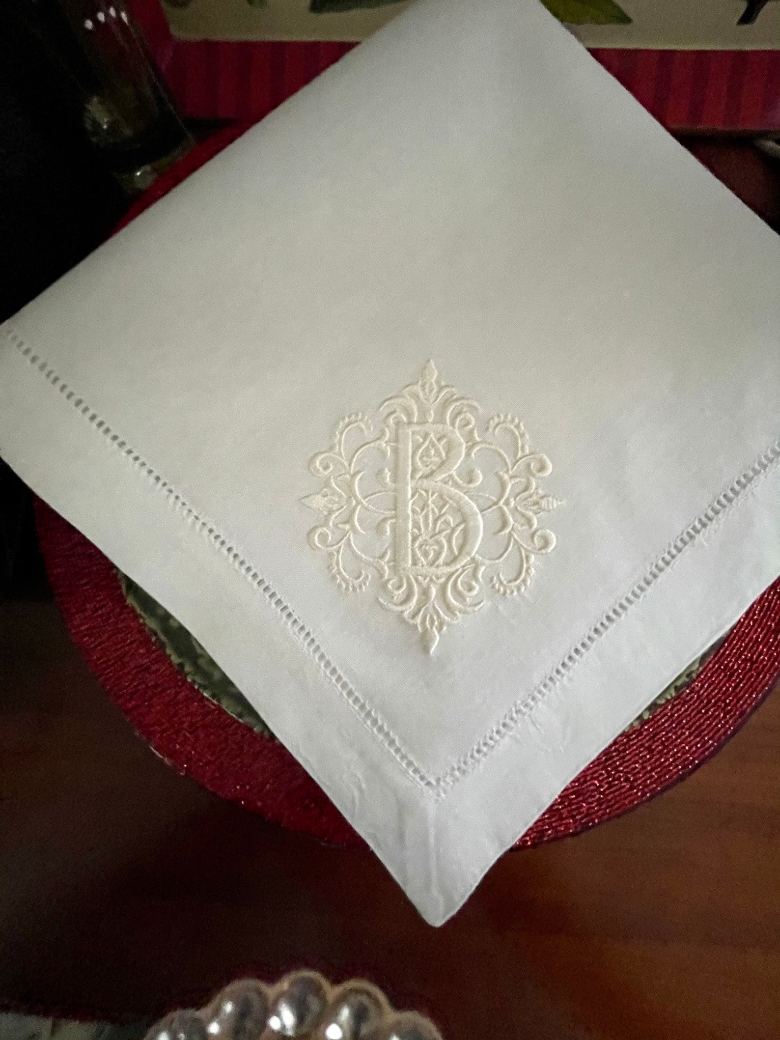 Monogrammed Embroidered Linen Napkins | Etsy