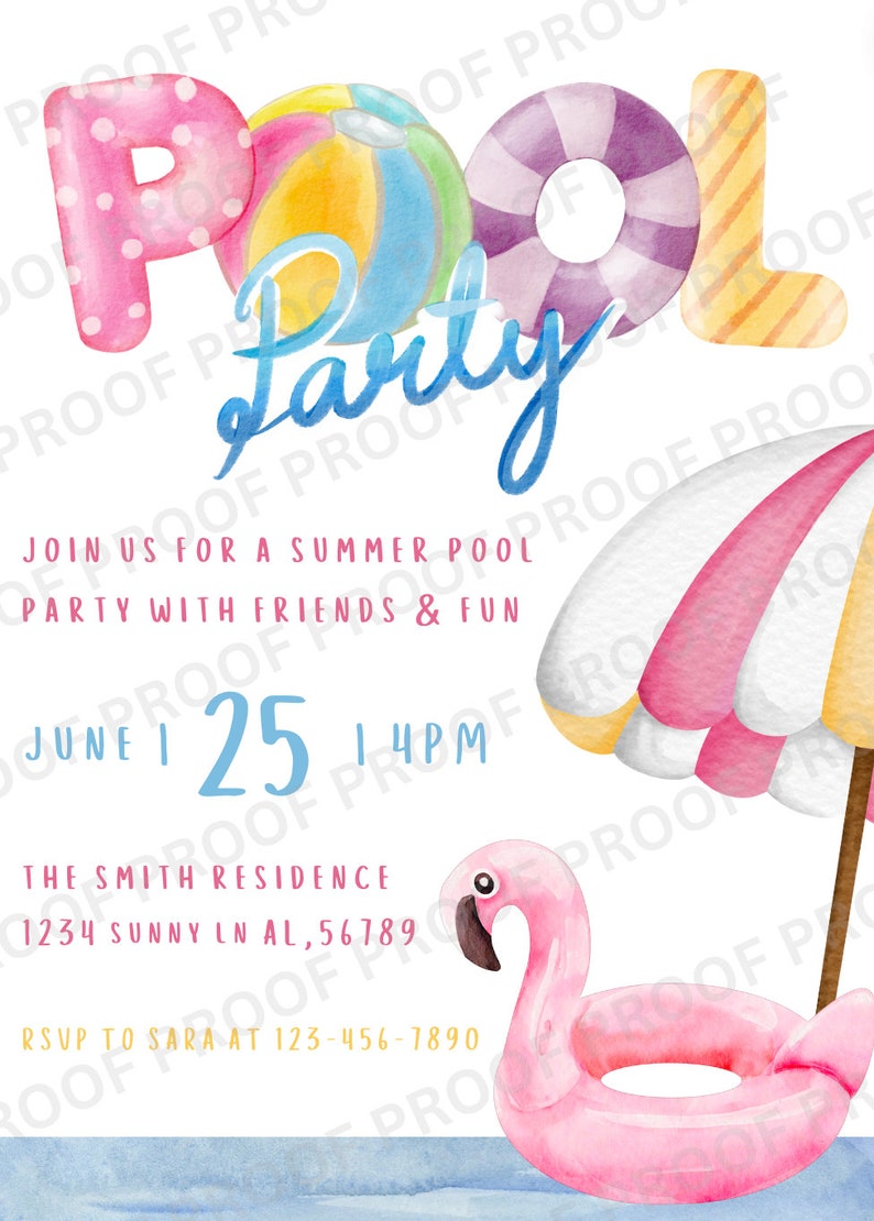 Summer Pool Party Invitation, Pool Party Invitation Editable Canva ...