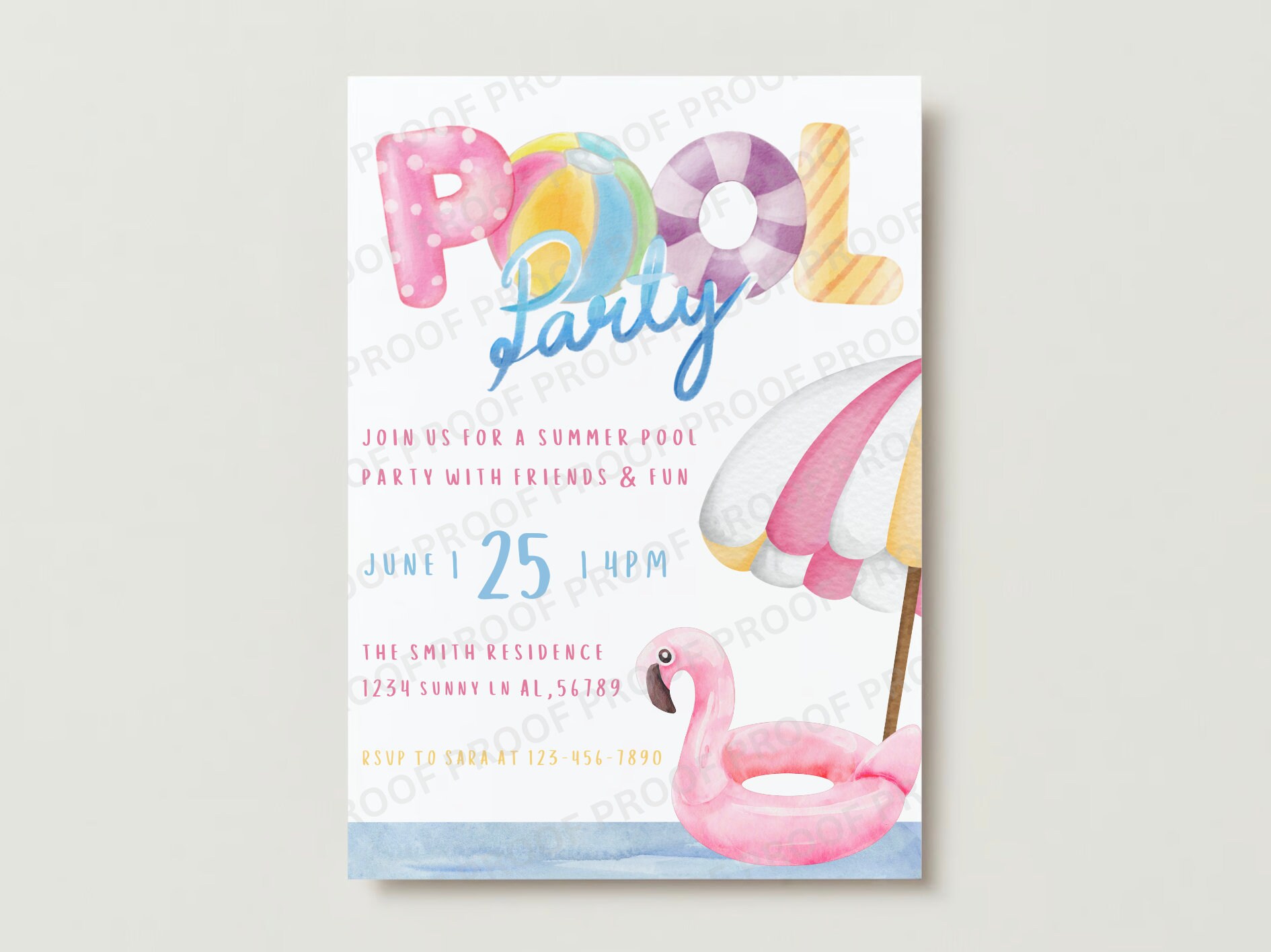 Summer Pool Party Invitation, Pool Party Invitation Editable Canva ...
